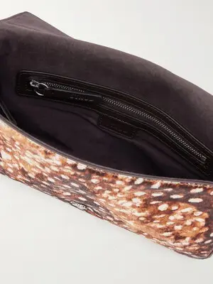 Staud Harlow Animal-printed Calf Hair Shoulder Bag