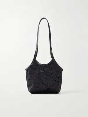 VALESQUE Cami Small Leather-trimmed Velvet Shoulder Bag
