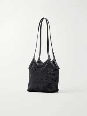 VALESQUE Cami Small Leather-trimmed Velvet Shoulder Bag