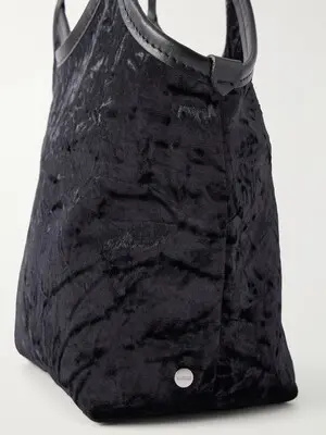 VALESQUE Cami Small Leather-trimmed Velvet Shoulder Bag