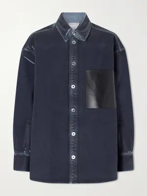 Bottega Veneta Leather-trimmed Overdyed Organic Denim Jacket