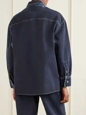 Bottega Veneta Leather-trimmed Overdyed Organic Denim Jacket