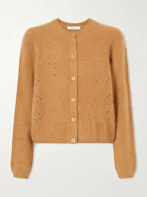 FRAME The Cashmere Airy Teddy Cardigen Wool And Cashmere-blend Cardigan - Brown