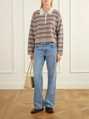 FRAME Striped Wool And Cashmere-blend Polo Sweater