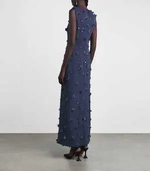 Simkhai Embellished Organza Claudia Maxi Dress - Navy