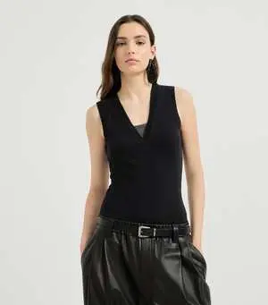 Brunello Cucinelli Stretch-cotton Monili Tank Top