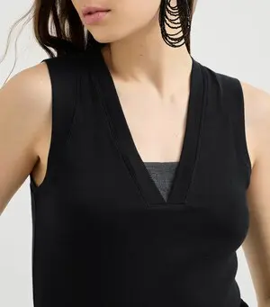 Brunello Cucinelli Stretch-cotton Monili Tank Top