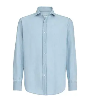 Brunello Cucinelli Denim-effect Chambray Shirt - Blue