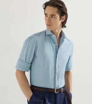 Brunello Cucinelli Denim-effect Chambray Shirt
