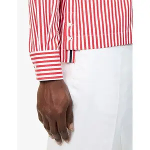Thom Browne Lobster-embroide Striped Cotton Shirt