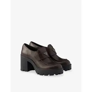 Prada Logo-plaque Leather Loafers