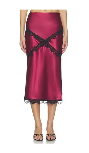 MORE TO COME Priscilla Midi Skirt In . Also - Burgundy