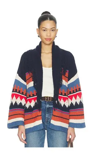 Autumn Cashmere Southwest Fringe Shawl Collar Wrap In . Also - Navy