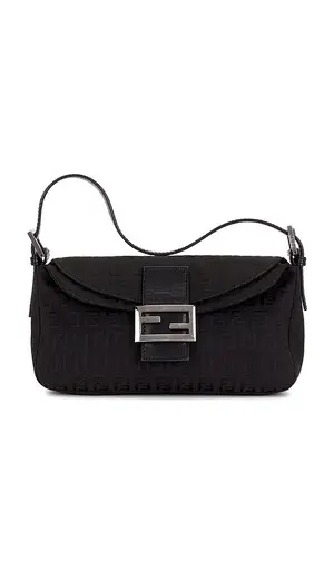FWRD RENEW Fendi Zucca Baguette Shoulder Bag - Black