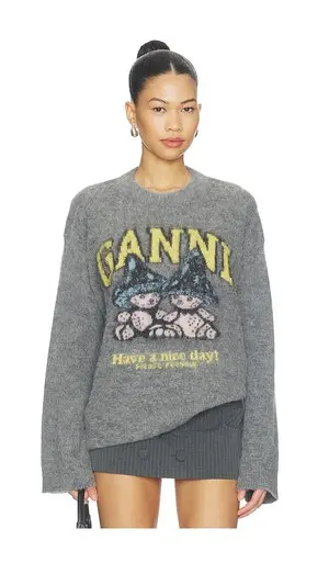 GANNI Mushroom Teddy Brushed Alpaca Sweater In . Also