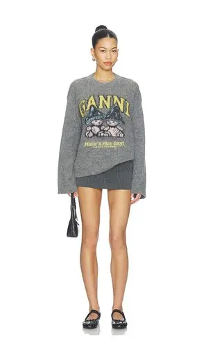 GANNI Mushroom Teddy Brushed Alpaca Sweater In . Also
