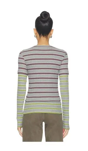 GANNI Soft Cotton Rib Long Sleeve Double Layer Top In . Also