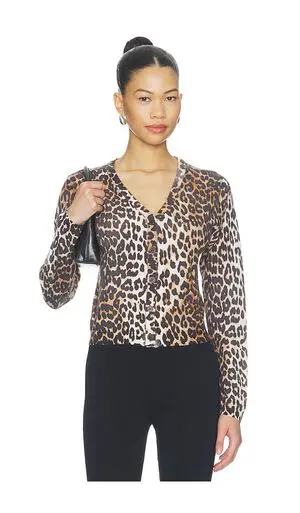 GANNI Printed Merino Cardigan In . Also - Brown