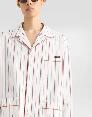 Dolce & Gabbana Striped Poplin Vanity Robe Shirts Multi-colored
