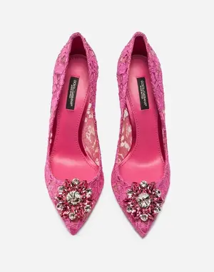 Dolce & Gabbana Bellucci Pumps In Taormina Lace With Crystals - Fuchsia