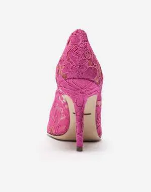 Dolce & Gabbana Bellucci Pumps In Taormina Lace With Crystals - Fuchsia