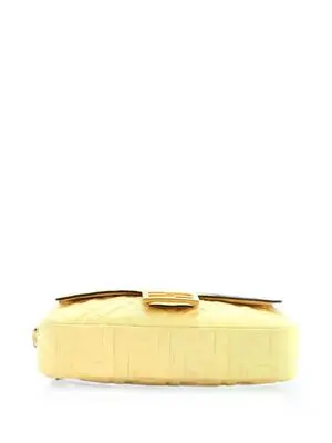 Fendi Baguette Nm Embossed Leather Medium Crossbody Bag - Yellow