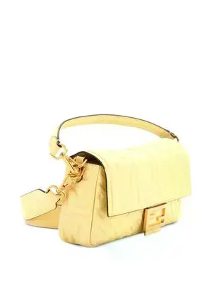 Fendi Baguette Nm Embossed Leather Medium Crossbody Bag - Yellow