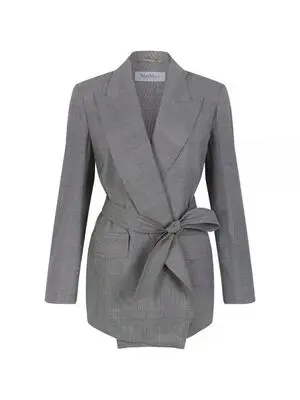 Max Mara Check Pattern Belted Jacket