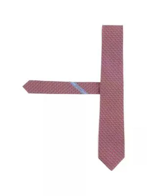 FERRAGAMO Gancini Links Print Silk Tie Red