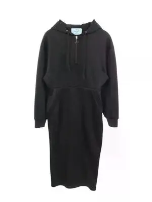 Prada Hooded Quarter-zip Maxi Dress