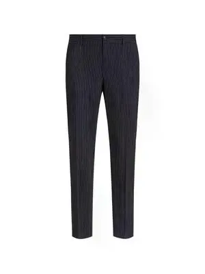 Dolce & Gabbana Wool Pinstripe Trousers - Blue