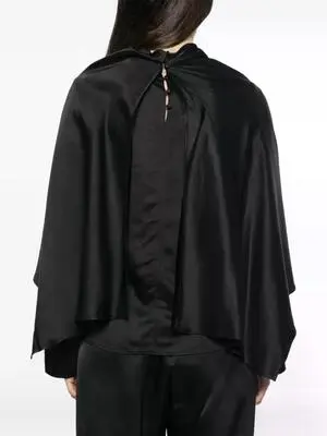 RÓHE Satin Draped-cape Blouse