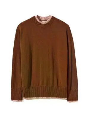 Plan C Contrast-trim Double-layered Sweater