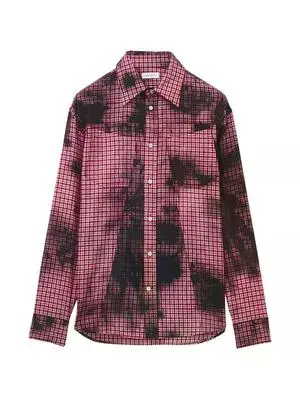 Alexander McQueen Flannel Check Tie-dye Shirt In Black - Red
