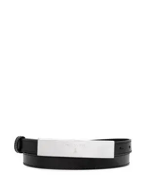 Patrizia Pepe Logo-engraved Plaque Belt - Black