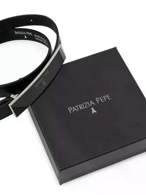 Patrizia Pepe Logo-engraved Plaque Belt - Black