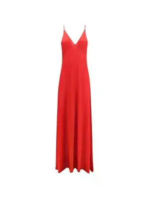 Fendi V-neck Silk Dress - Red
