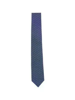 FERRAGAMO Geometric-print Silk Neck Tie - Blue