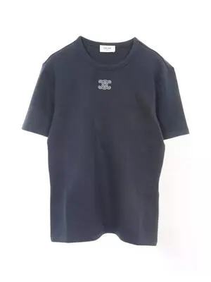 Celine 2020s Triomphe Short-sleeve Cotton T-shirt - Blue