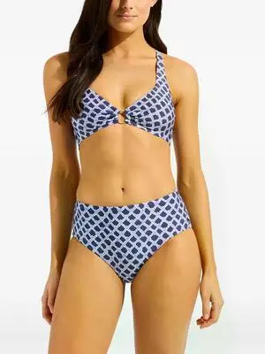 Seafolly Geometric-print Bikini Top - Blue