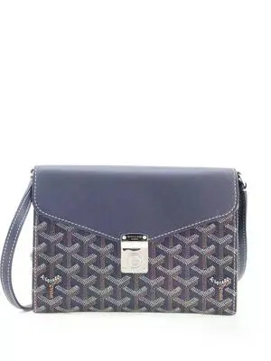Goyard Chypre Wallet On Strap Coated Canvas With Leather Crossbody Bag - Blue