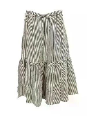 Dior 2021 Cruise Striped Linen Midi Skirt - Neutrals