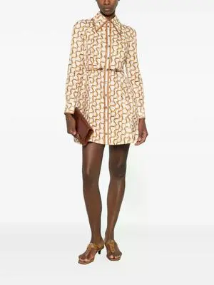 Zimmermann Belted Chain-print Mini Dress - Neutrals