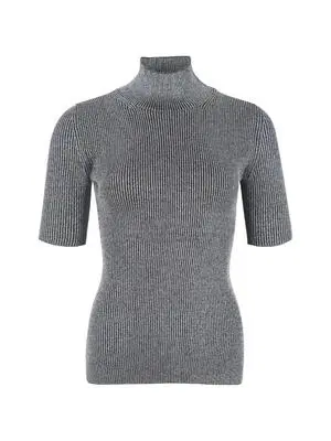 Missoni Ribbed-knit Short-sleeve Sweater - Grey