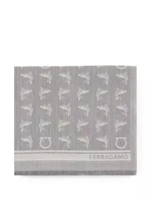 FERRAGAMO Shark Print Jacquard Scarf - Grey