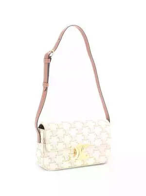 Celine Triomphe East-west Shoulder Bag In Coated Canvas - Neutrals