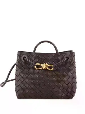 Bottega Veneta Andiamo Top Handle Bag Intrecciato Nappa Small Satchel - Brown