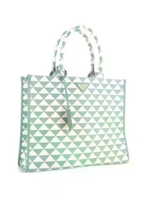 Prada Jacquard Large Tote Bag - Green