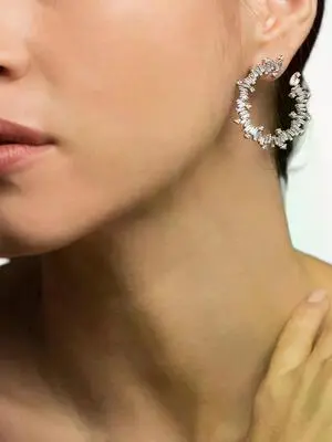 SUZANNE KALAN Fireworks Diamond Spiral-hoop Earrings - Silver