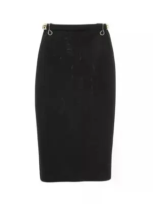 Fendi 2000s Logo-plaque Pencil Midi Skirt - Black